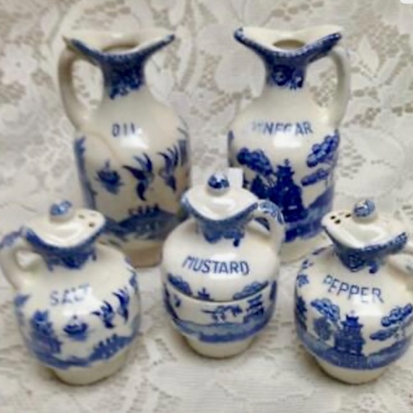 Dining | Vintage Rare 9pc Blue Willow Condiment Set | Poshmark